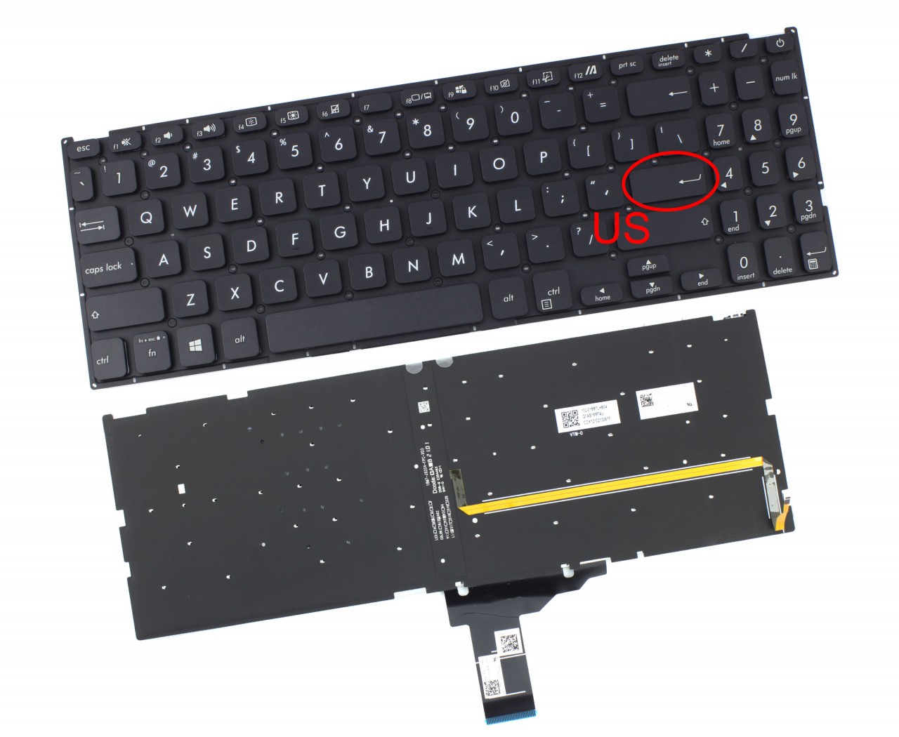 Tastatura Asus X515 iluminata fara rama layout US enter mic *Neagra ...