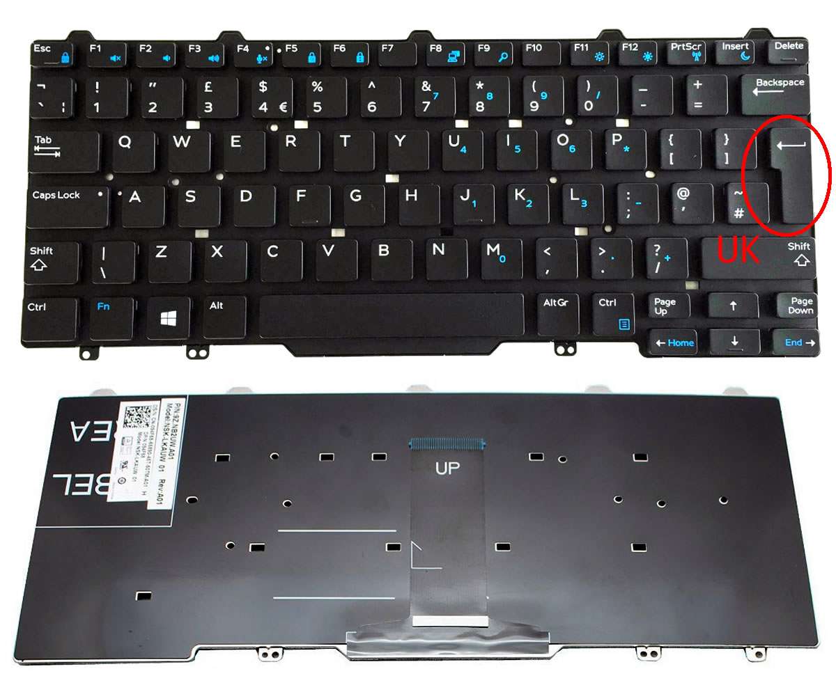 Tastatura Dell Latitude 7480 fara rama layout UK enter mare *Neagra ...