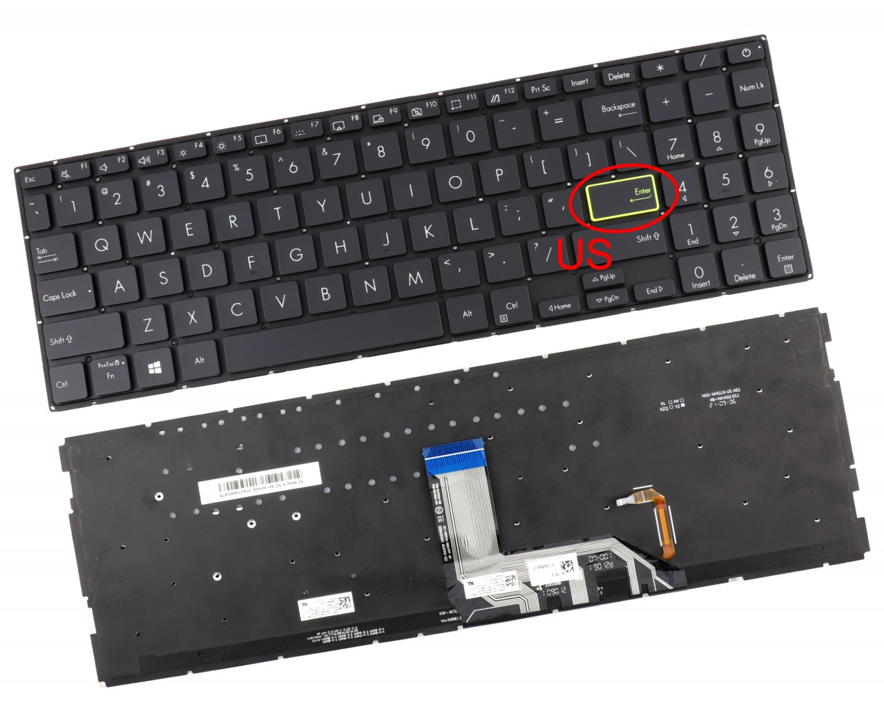 Tastatura Asus VivoBook S15 X513EA iluminata fara rama layout US enter ...