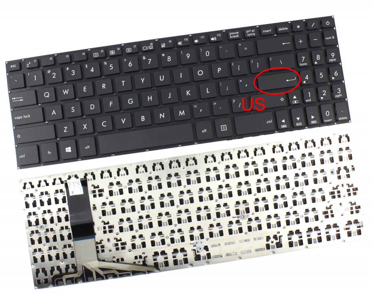 Tastatura Asus 0KNB0-5602UK00 fara rama layout US enter mic *Neagra ...