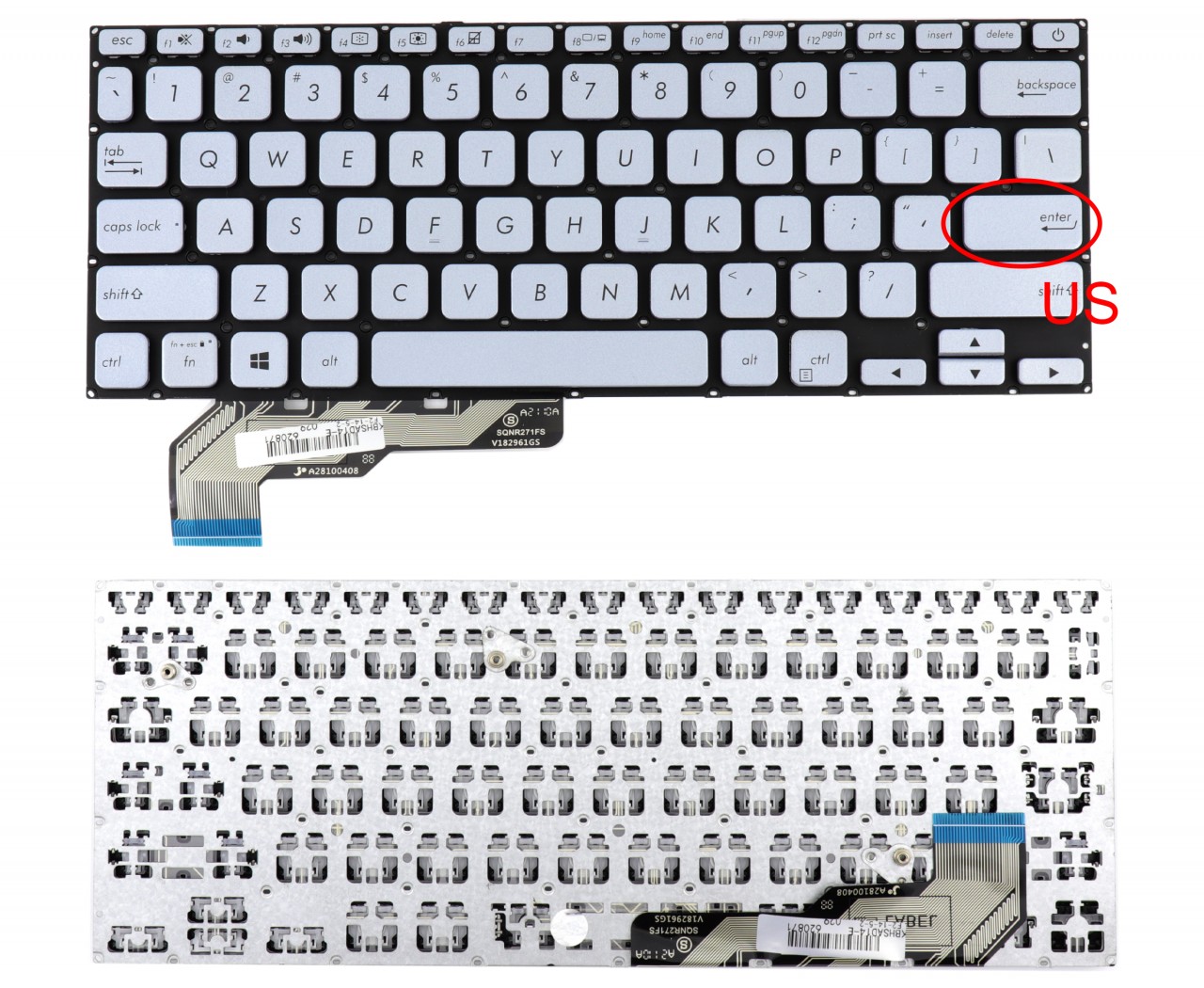 Tastatura Asus VivoBook S14 S403FA fara rama layout US enter mic *Blue ...
