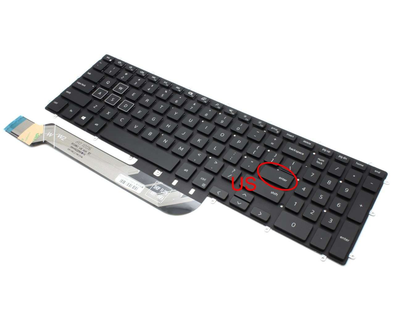 Tastatura Dell Vostro 3584 iluminata fara rama layout US enter mic ...