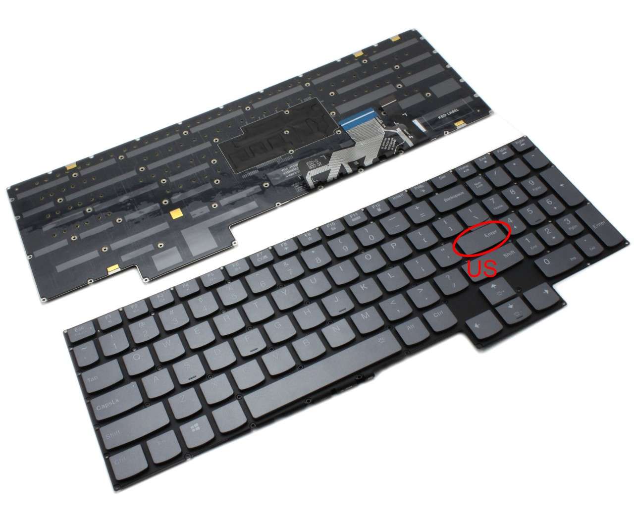 Tastatura Lenovo Legion Y750-15IMH iluminata fara rama layout US enter ...