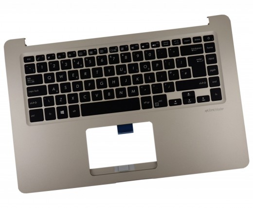Tastatura Asus X510 neagra cu Palmrest Auriu iluminata backlit ...