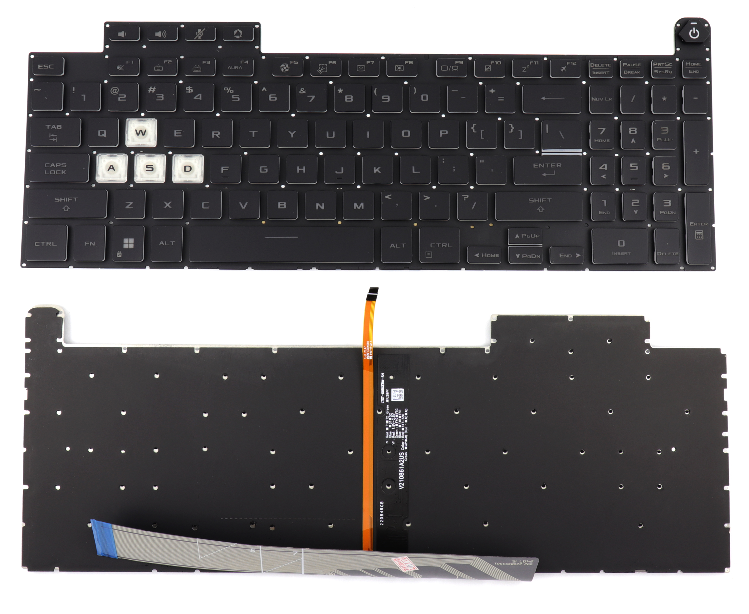 Tastatura Asus TUF FA617NTR iluminata fara rama layout US enter mic ...
