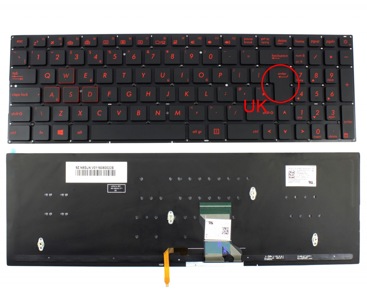 Tastatura Asus Zenbook Pro UX501JW iluminata fara rama layout UK enter ...
