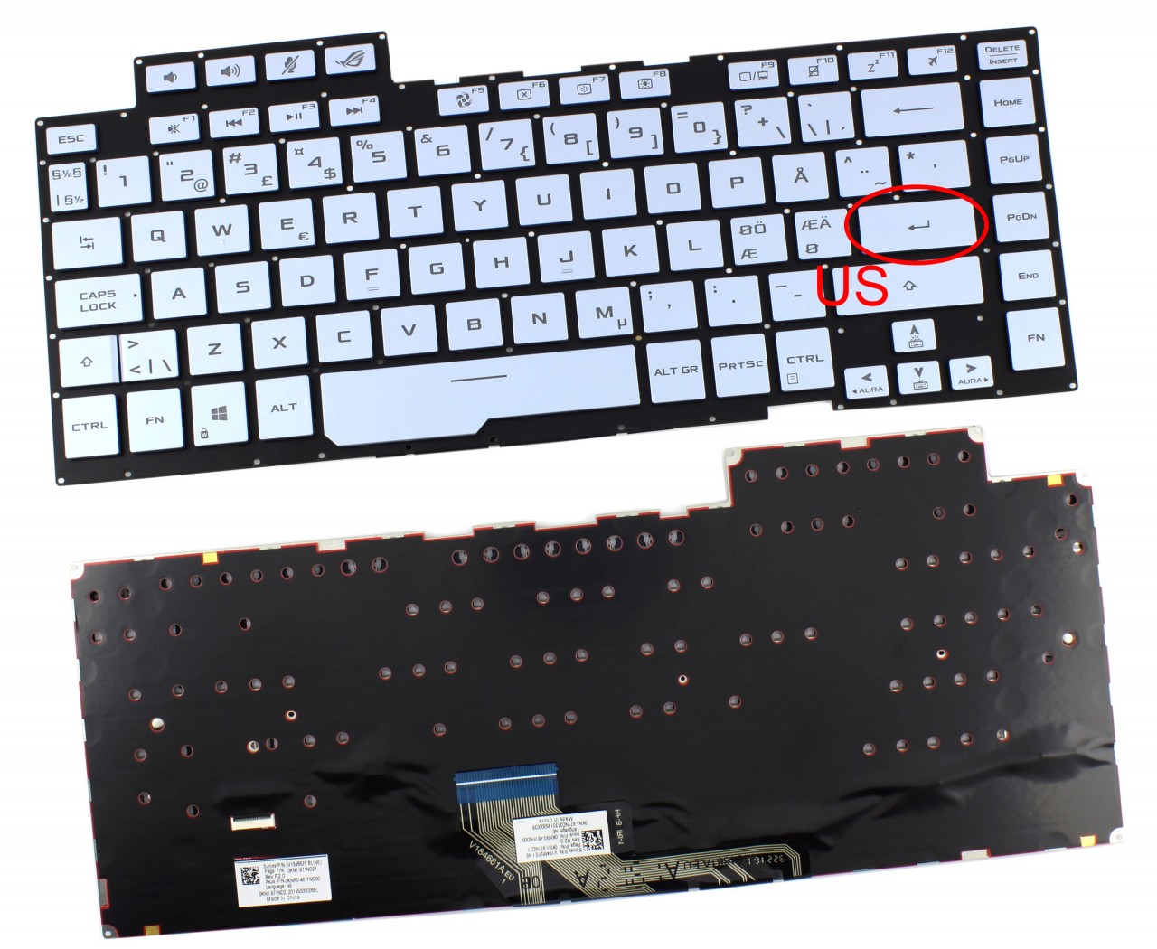 Tastatura Asus Rog Zephyrus M15 502GW iluminata fara rama layout US ...
